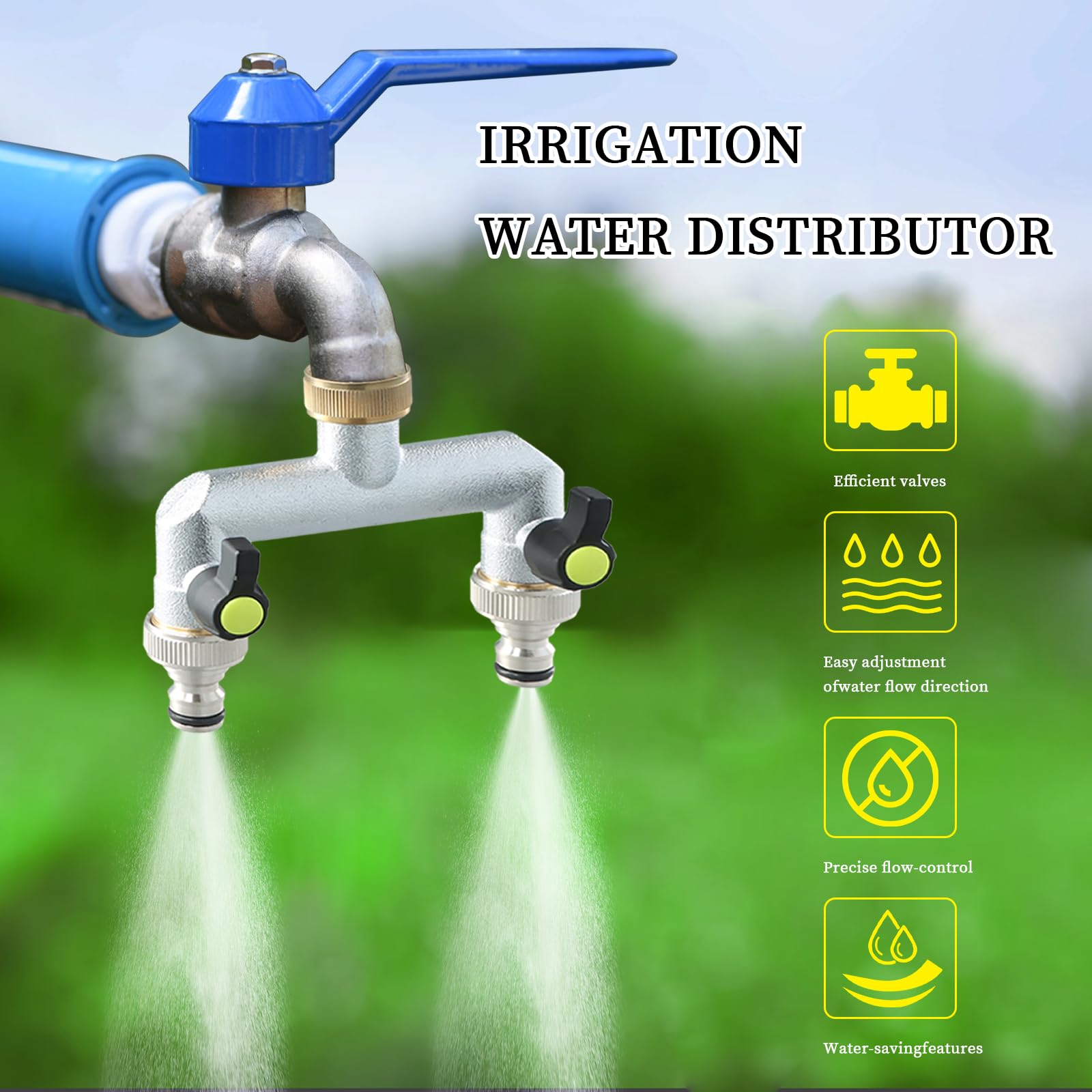 Garden Hose Splitter 2 Way Tap Splitter, 3/4″ Brass Garden Hose ...