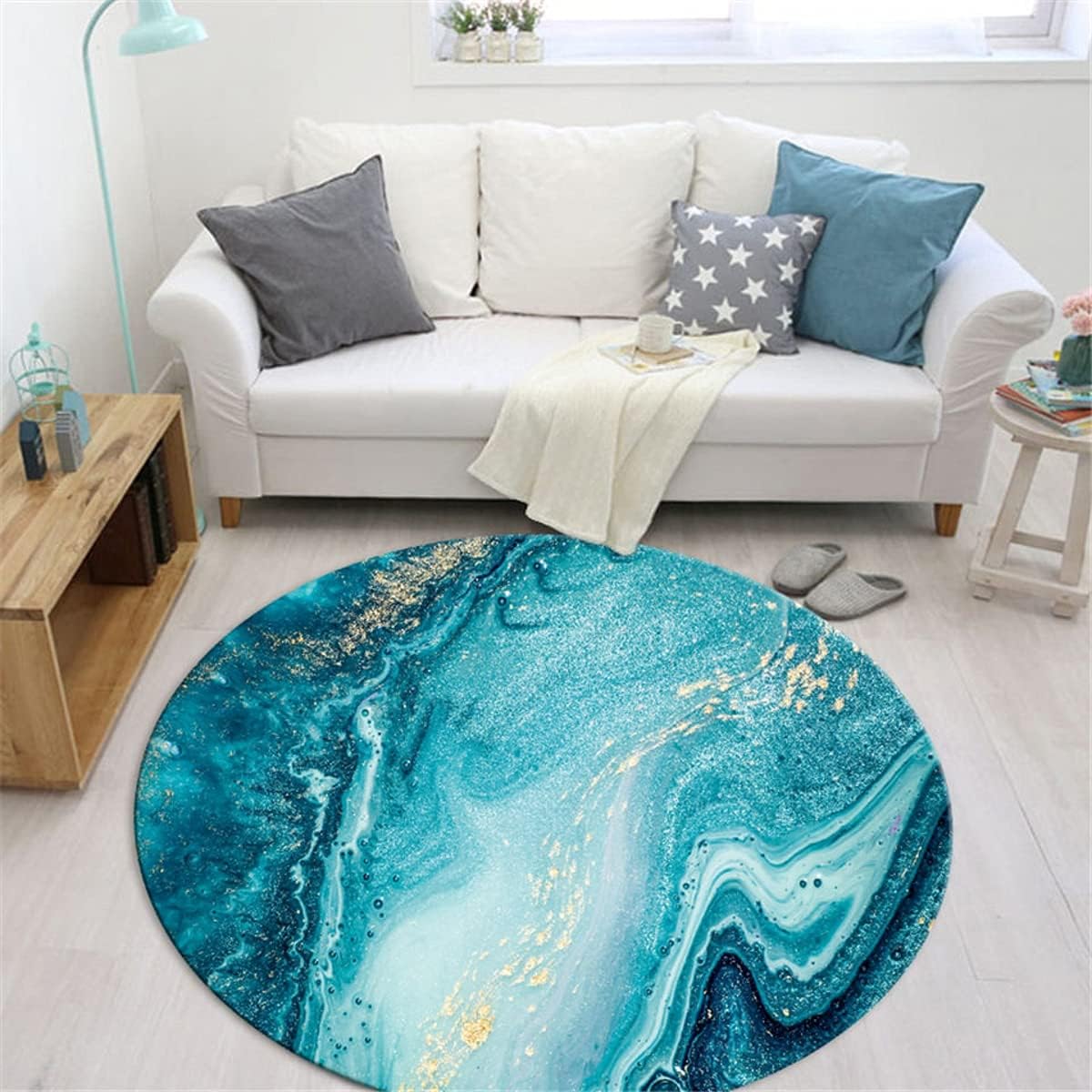 Amazon.com: Round Ocean Waves Rugs Modern Abstract Area Rugs for ...