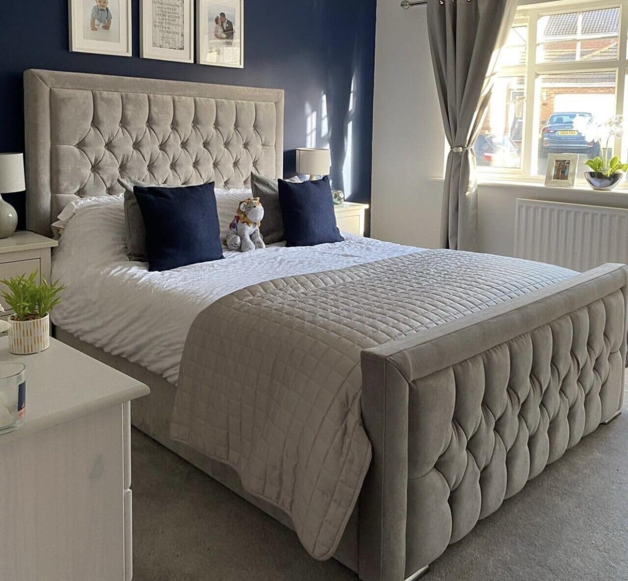 BED CR0FT LUXURY HILTON VELVET Upholstered BED frame-DOUBLE KING ...