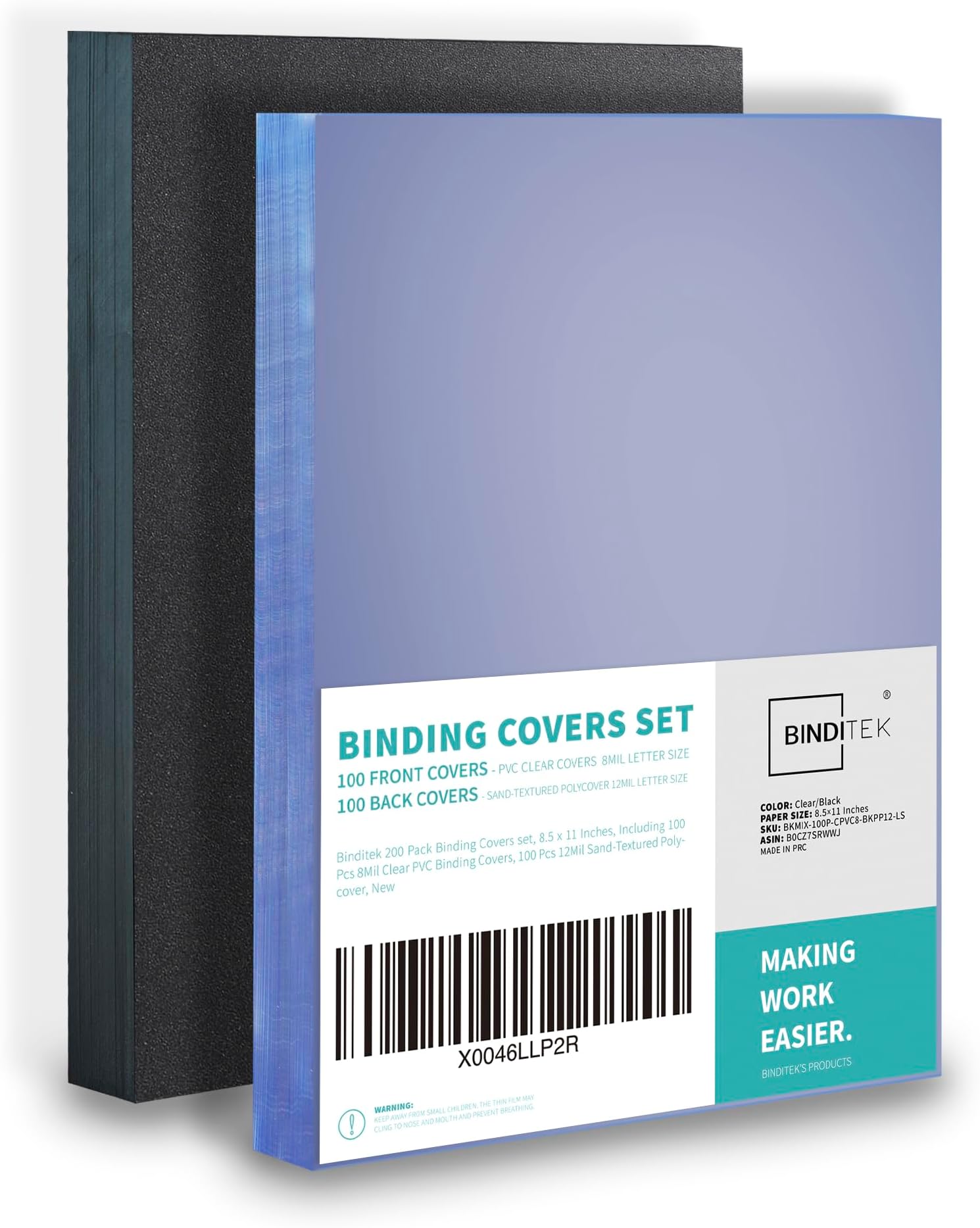 Amazon.com : Binditek 200 Pack Binding Covers and Backs Set, 8.5 x 11 ...