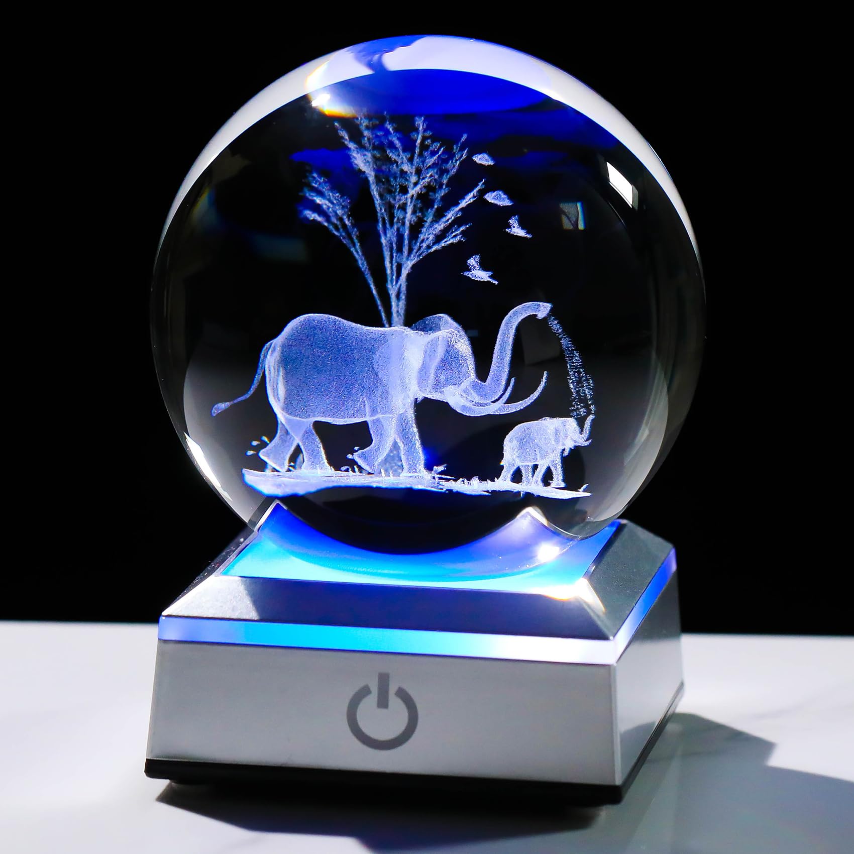 Amazon.com: Movdyka 3D Crystal Ball Elephant Figurines Decor Glass ...