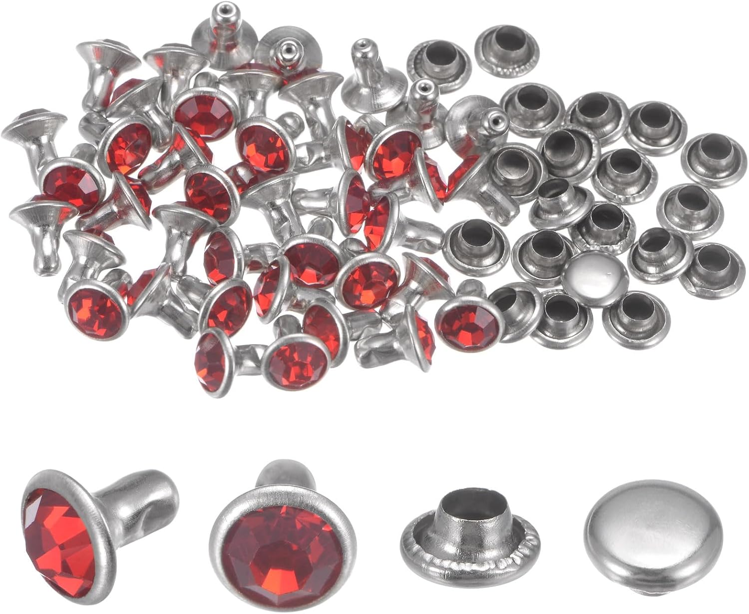 Amazon.com: HARFINGTON 100pcs Crystal Rivets 6mm Rhinestone Rivets ...