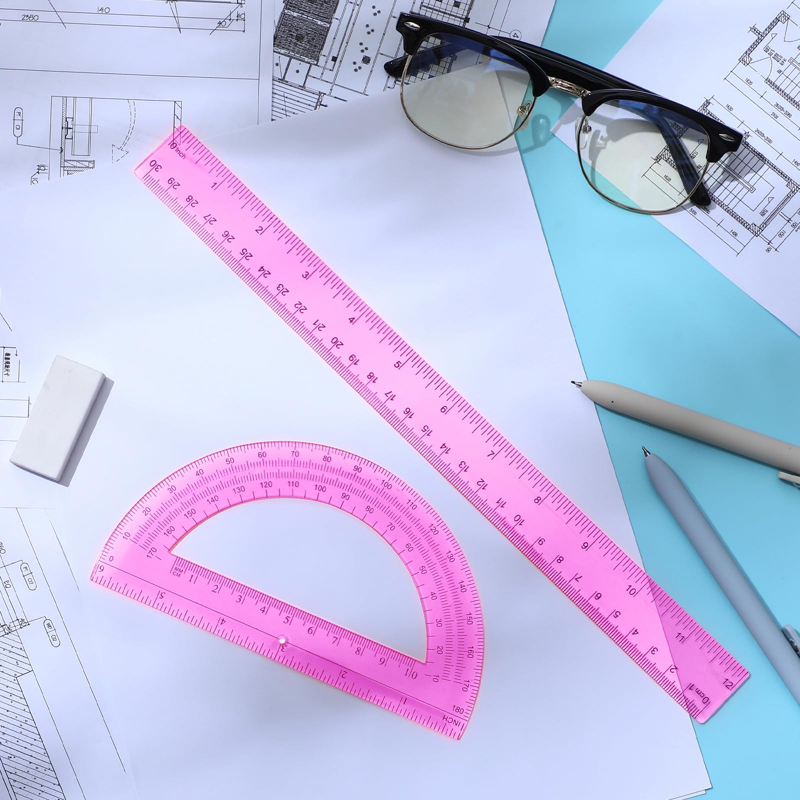 Snapklik.com : Zonon 2 Pack 12 Inch Plastic Ruler And 6 Inch Plastic ...