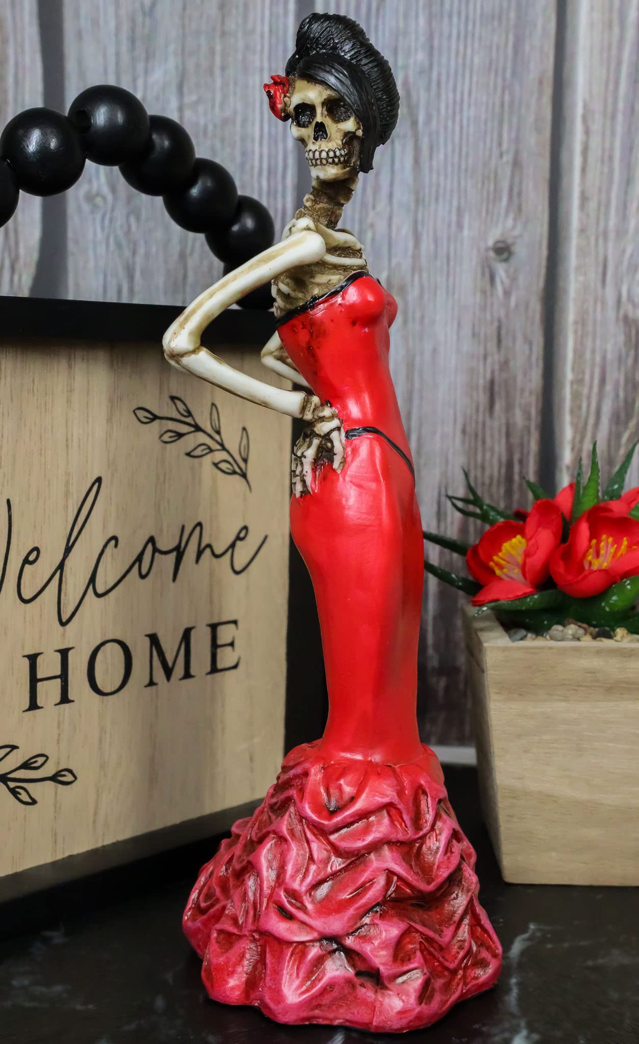 Buy Ebros Day of The Dead Rose Diva Lady in Red Ballroom Gown Skeleton ...
