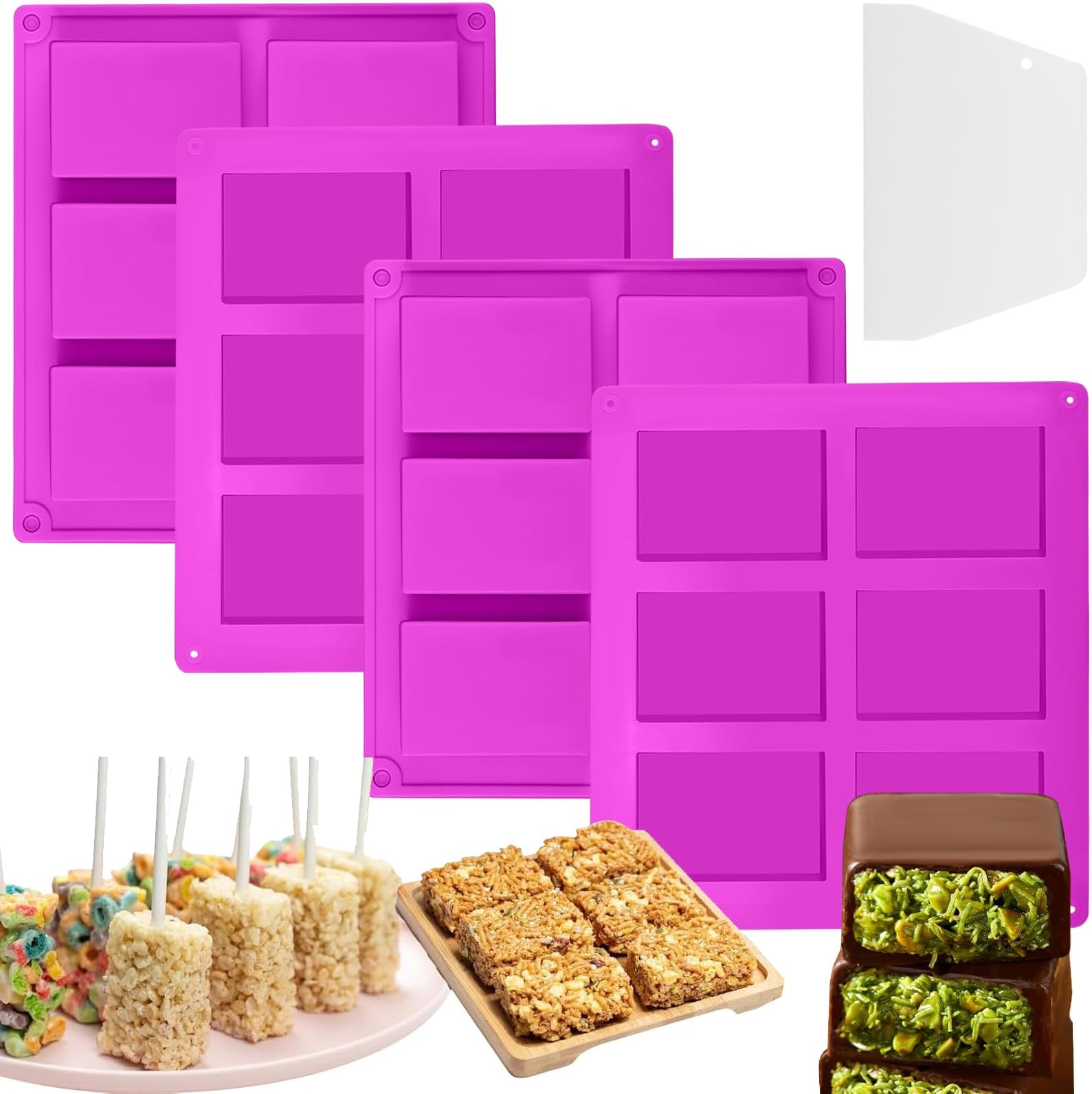 Amazon.com: Chocolate Bar Mold 24-Cavity Rice Krispies Treat Molds ...