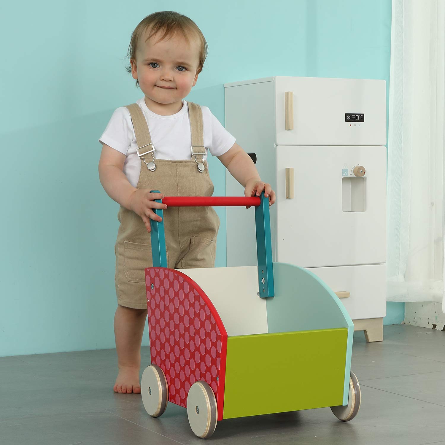 labebe - Baby Walker, Push Along Toy for 1-3 Year Old, Wooden Wagon for ...