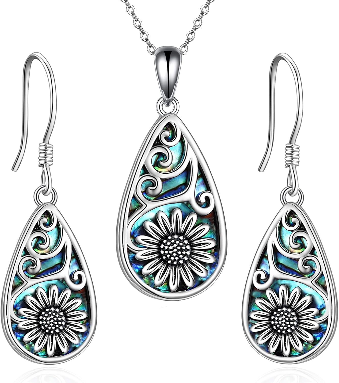 Amazon.com: POPLYKE 925 Sterling Silver Sunlower Earrings Teardrop ...