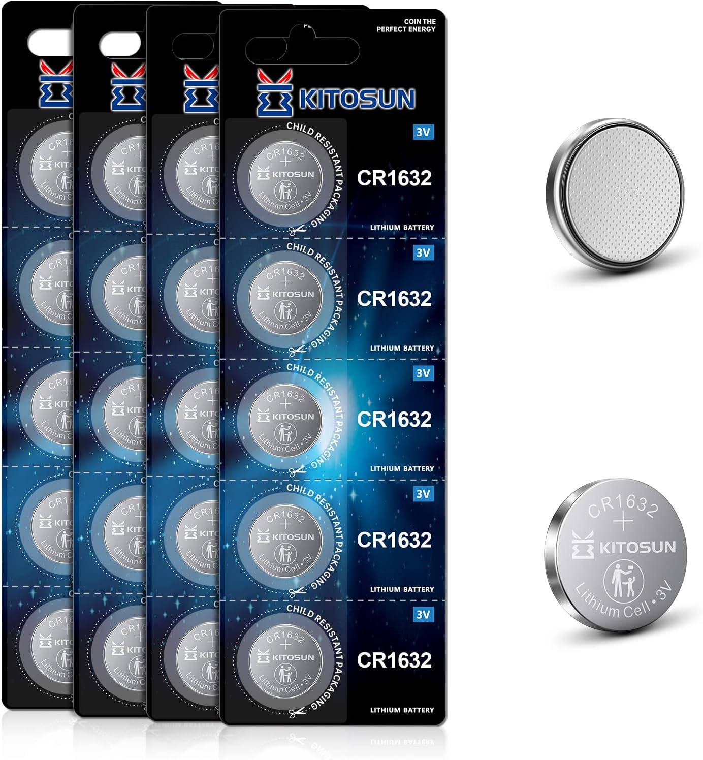Amazon.com: KITOSUN CR1632 3V Lithium Coin Battery – CR 1632 Lithium Cell Button Batteries ...