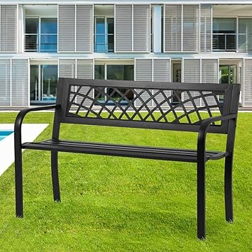 Amazon.com: Patio Bench Park Bench Outdoor Bench Garden Bench, Metal ...