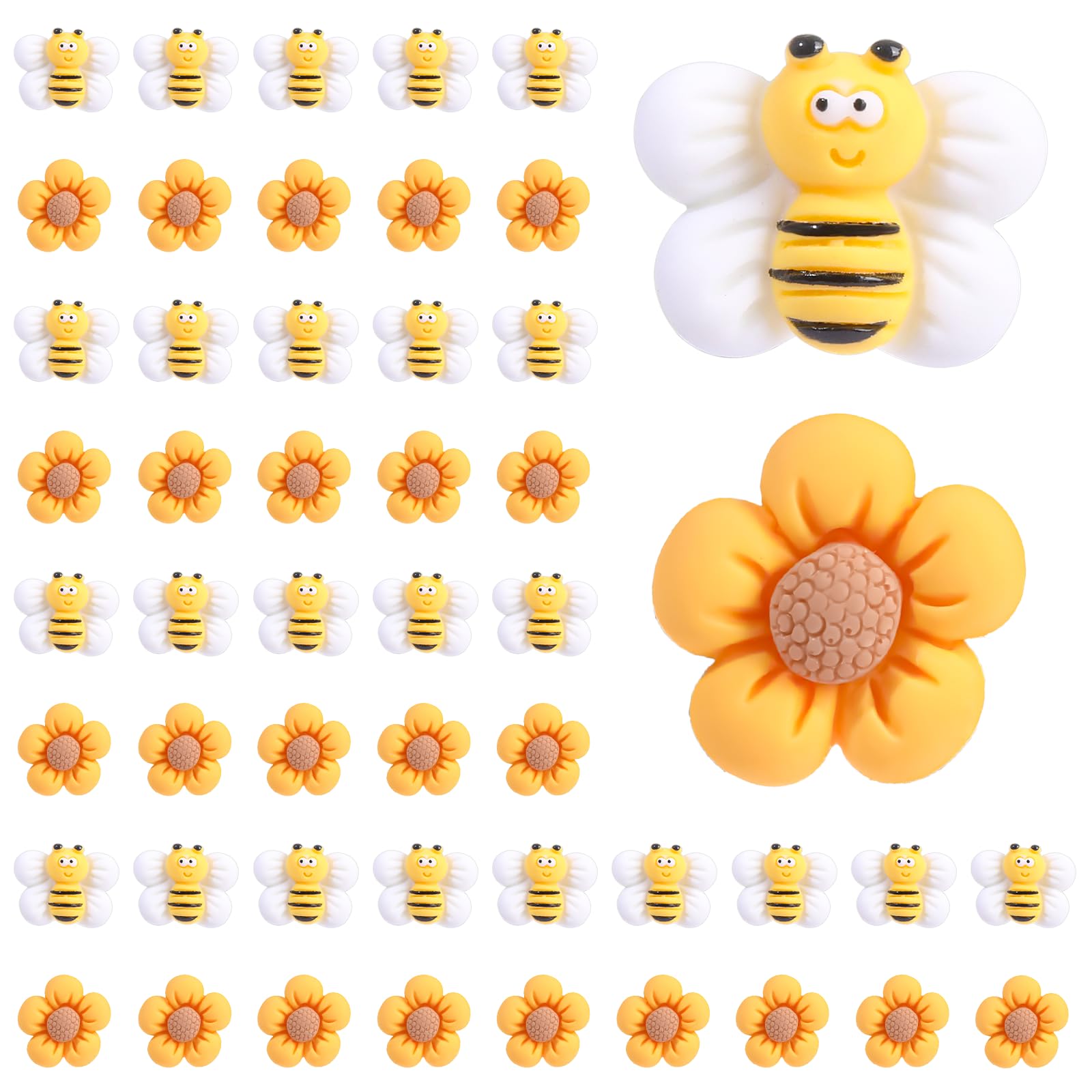 Amazon.com: TXIN 50 Pieces Flower Bee Flatback Charms, Resin Tiny Bees ...