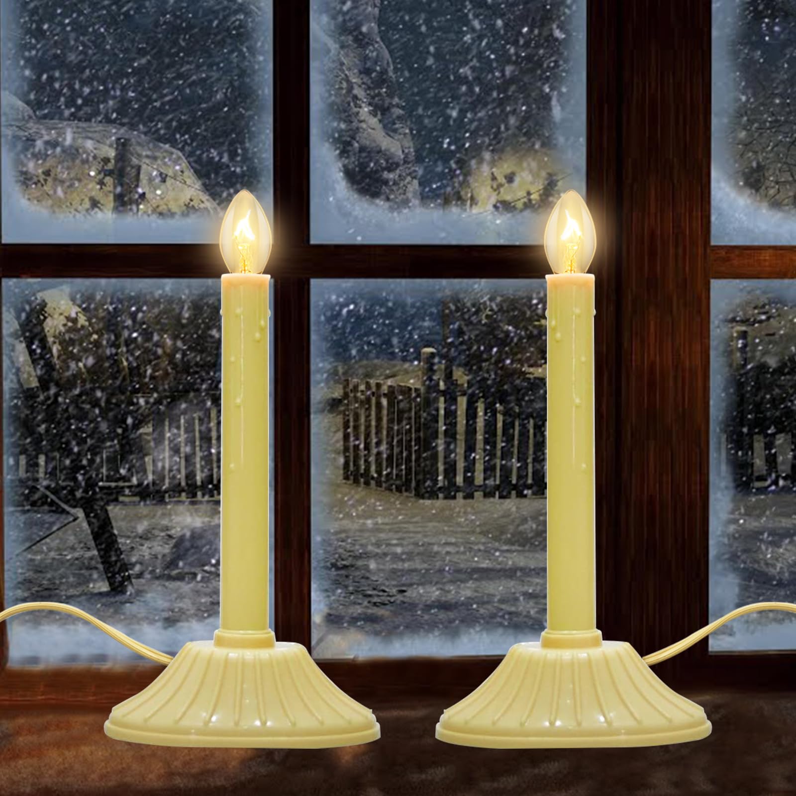 Amazon.com: 2 Pack 1 Light Christmas Window Candles, Electric Window ...