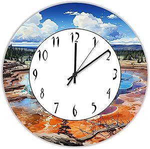 Amazon.com: JuneLucky Yellowstone National Park Wall Clocks 10in,Round ...