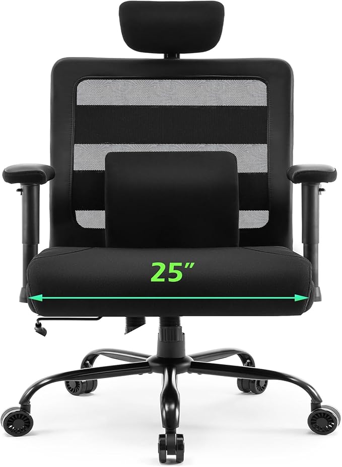 Amazon.com: Extra Wide Seat Office Chair for Big and Tall 500lbs, with ...