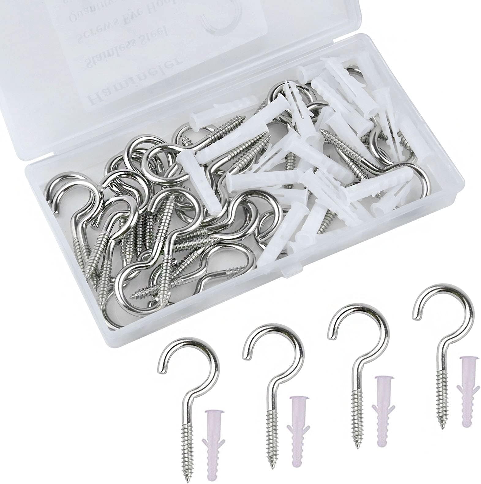 Amazon.com: Hamineler 30Pcs 2 Inch Stainless Steel Eye Screws Eye Bolt ...
