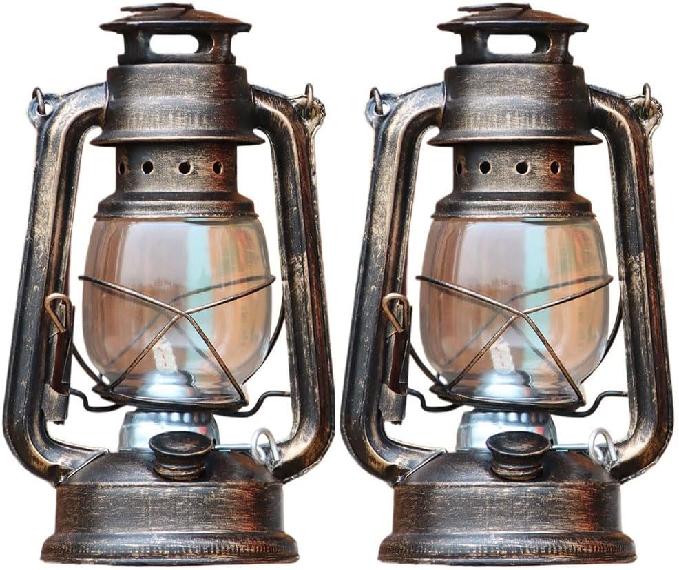 Amazon.com: 2 Pack Vintage Kerosene Lantern 9.6 Inch Hanging Hurricane ...