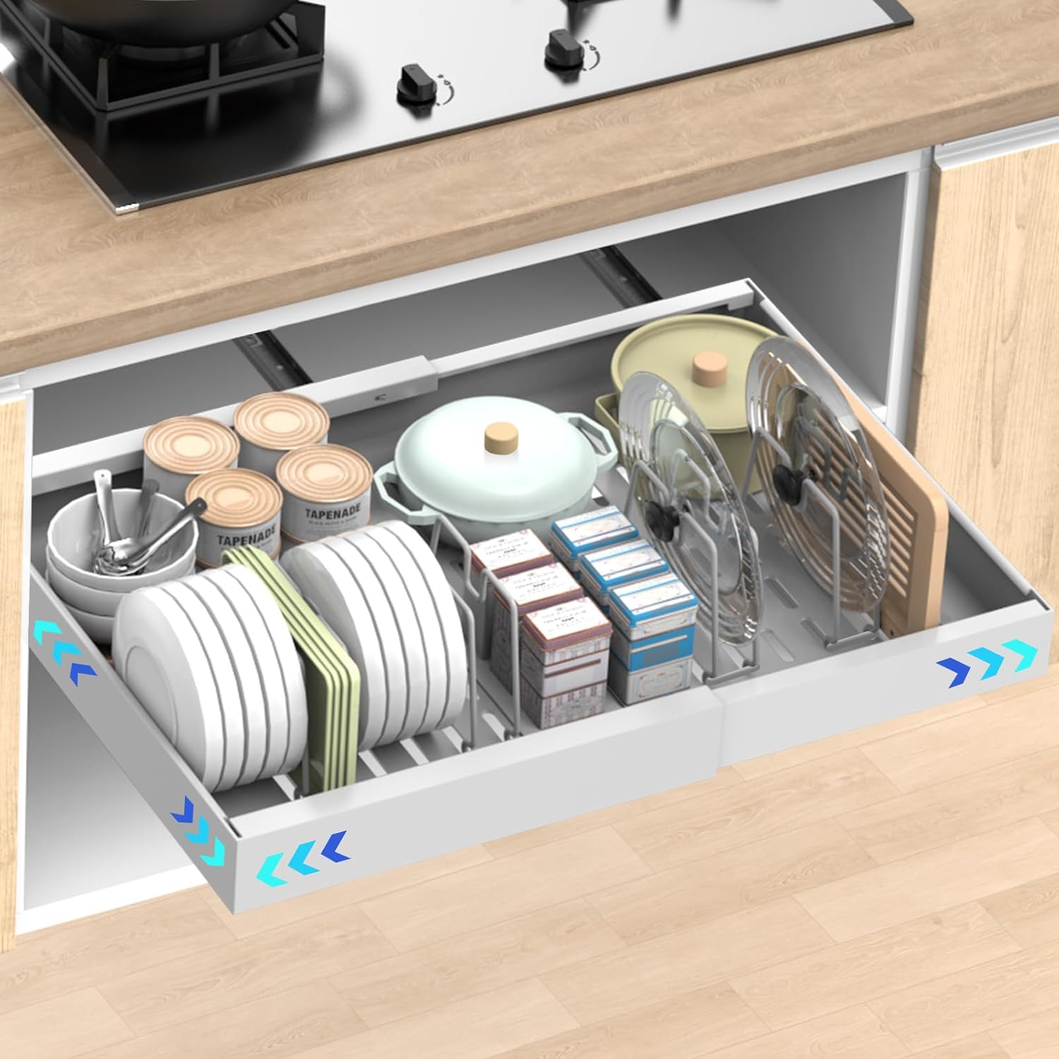Amazon.com: efiealls Pull Out Cabinet Organizer with 4pcs Divider Racks ...