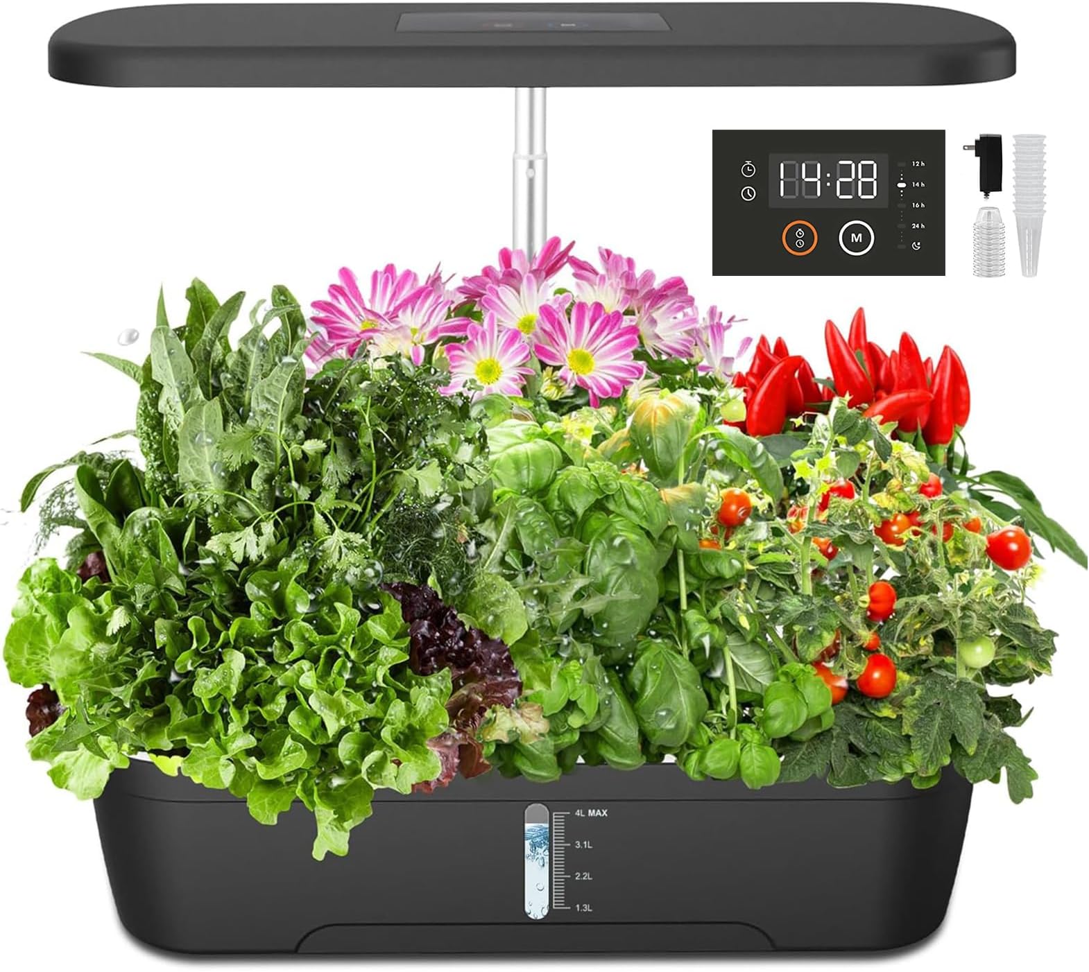 Amazon.co.jp: JustSmart 水耕栽培キット 室内 水耕栽培 おしゃれ 家庭菜園 キット LEDライト付き 自動水循環システム搭載 高さ調節可能 IGS-20SE ブラック ...