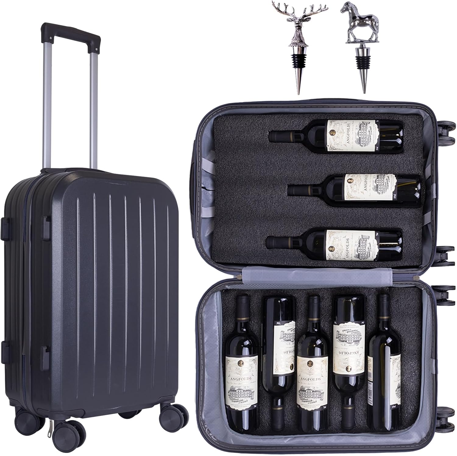 Amazon.com | 22"Wine Suitcase,Luggage with Removable Foam Inserts ...