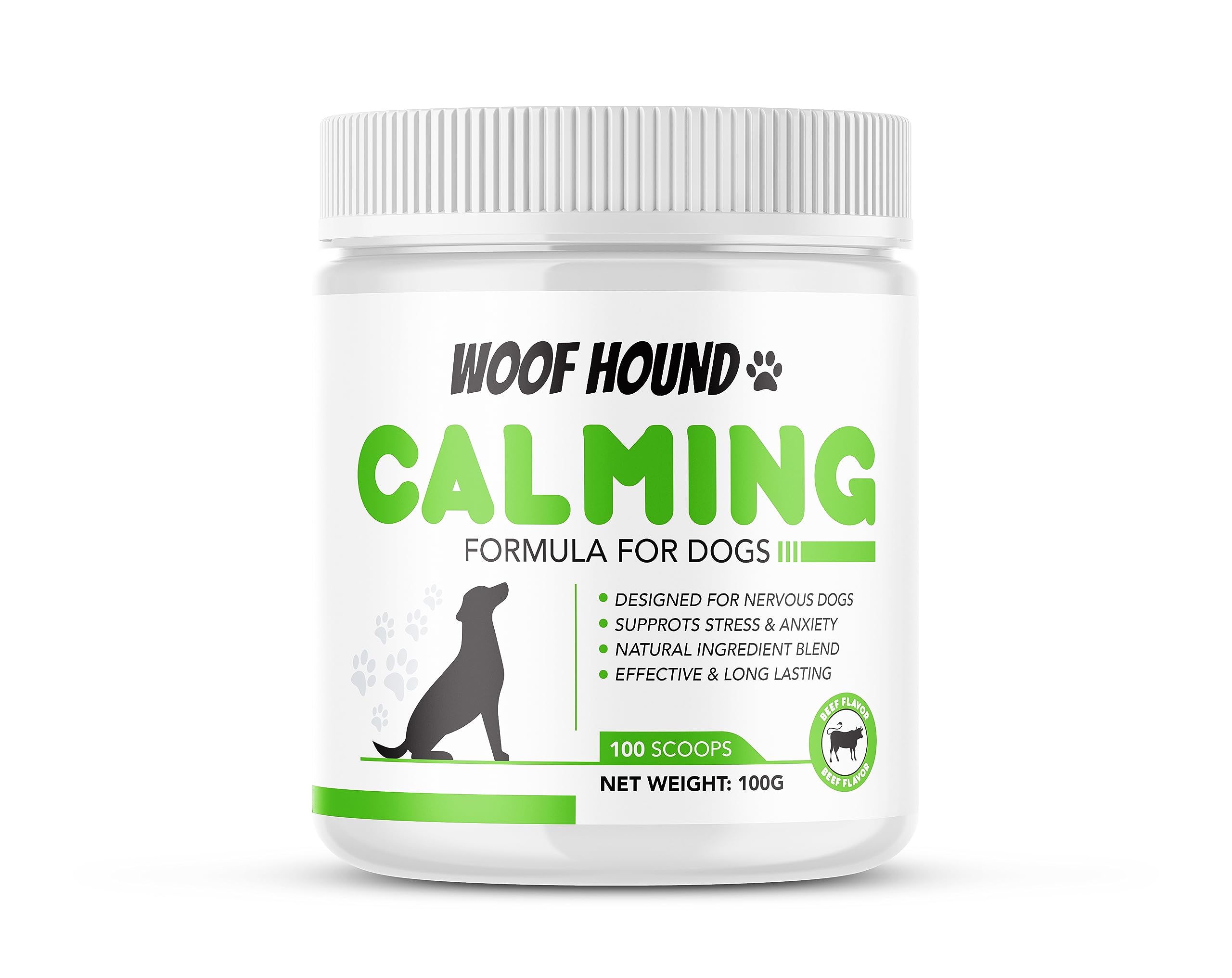 Woof Hound Calming Powder For Dogs, Beef Flavour, Organic Hemp Seed ...