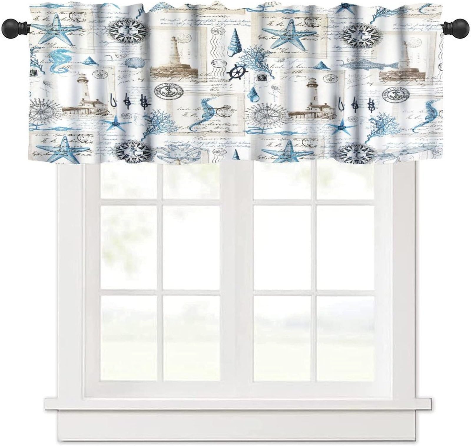 Amazon.com: Vintage Nautical Theme Window Valance Lighthouse Sea ...