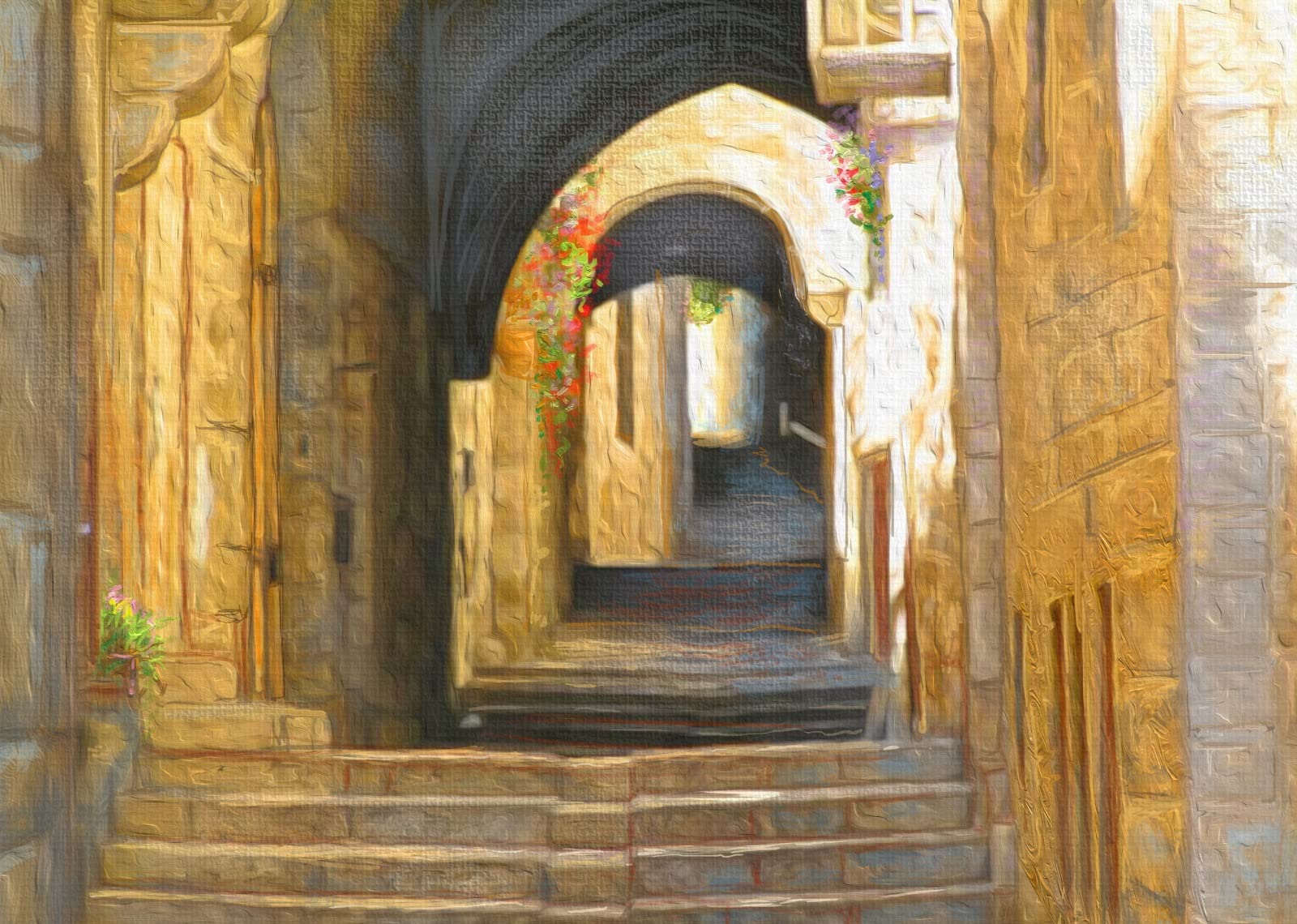 Amazon.com : BELECO 7x5ft Fabric Jerusalem Old City Street Backdrop for ...