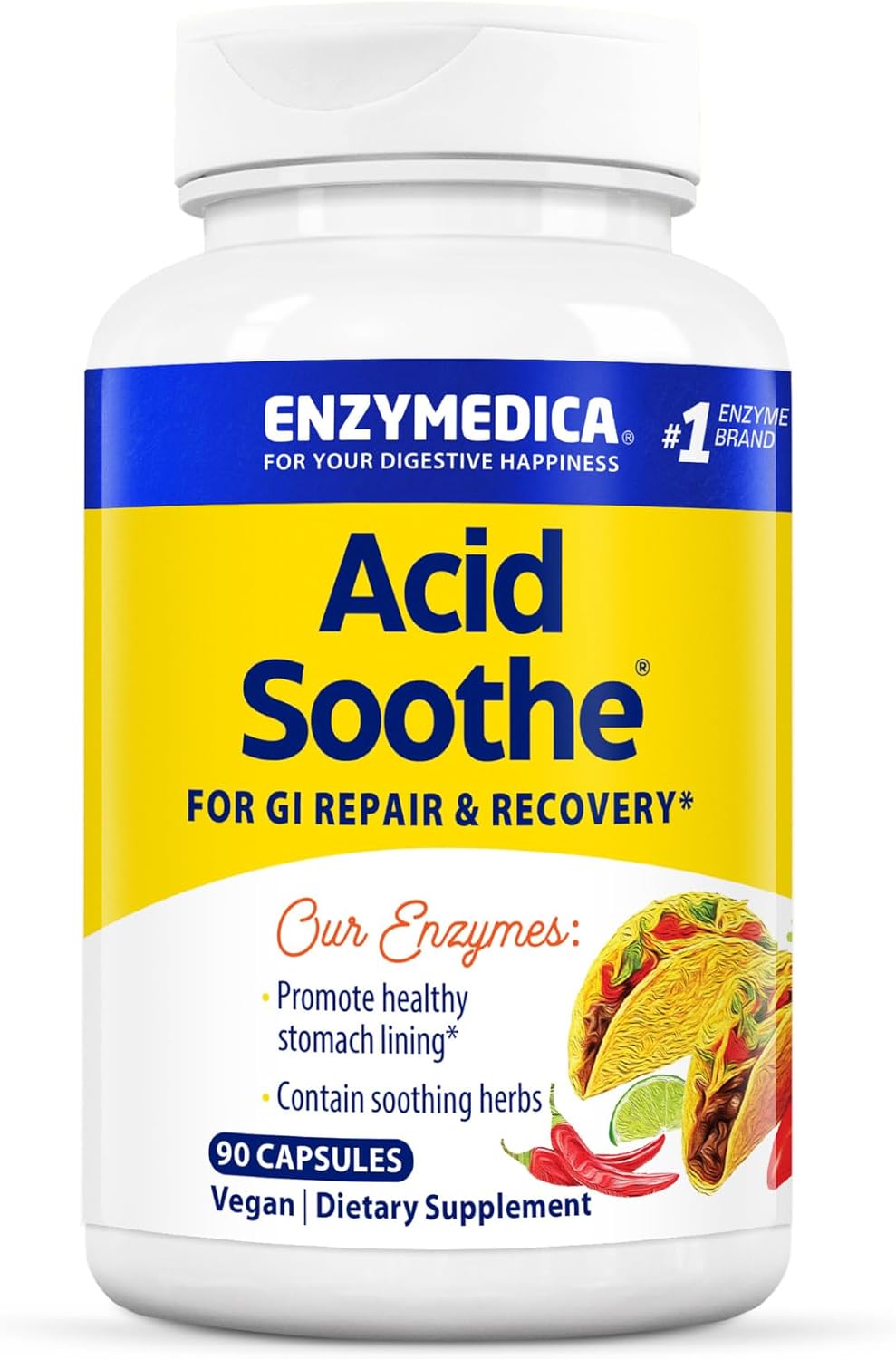 Enzymedica, Acid Soothe, Support for Occasional Heartburn, 90 Capsules ...