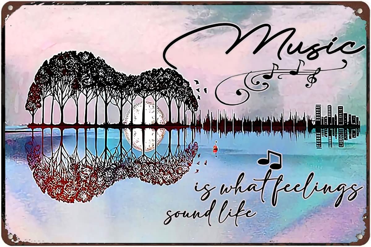 Amazon.com: Music is What Feelings Sound Like Guitar Metal Sign Home ...