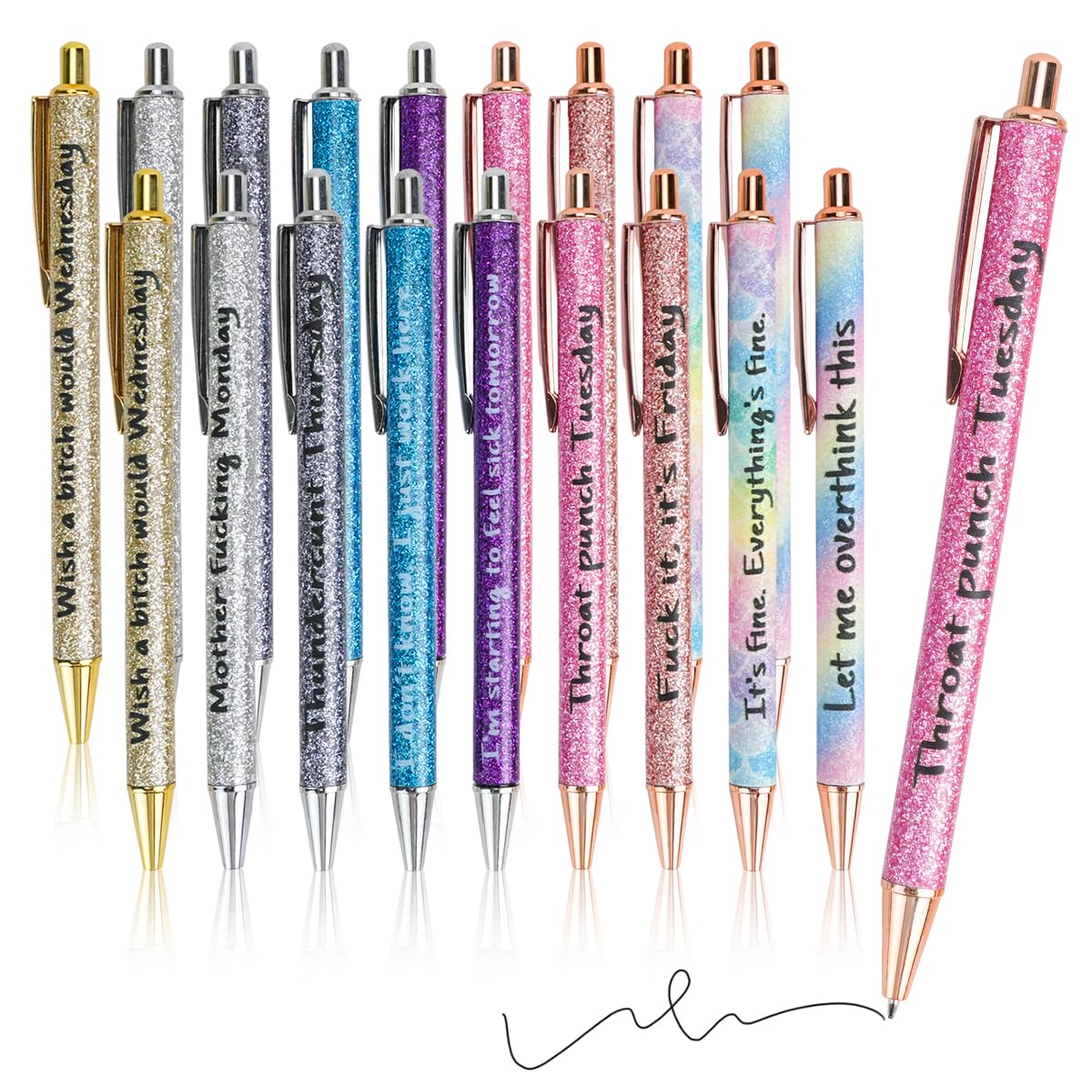 Amazon.com : 18 Pcs Funny Daily Pens, Fun Ballpoint Pen Set Describing ...