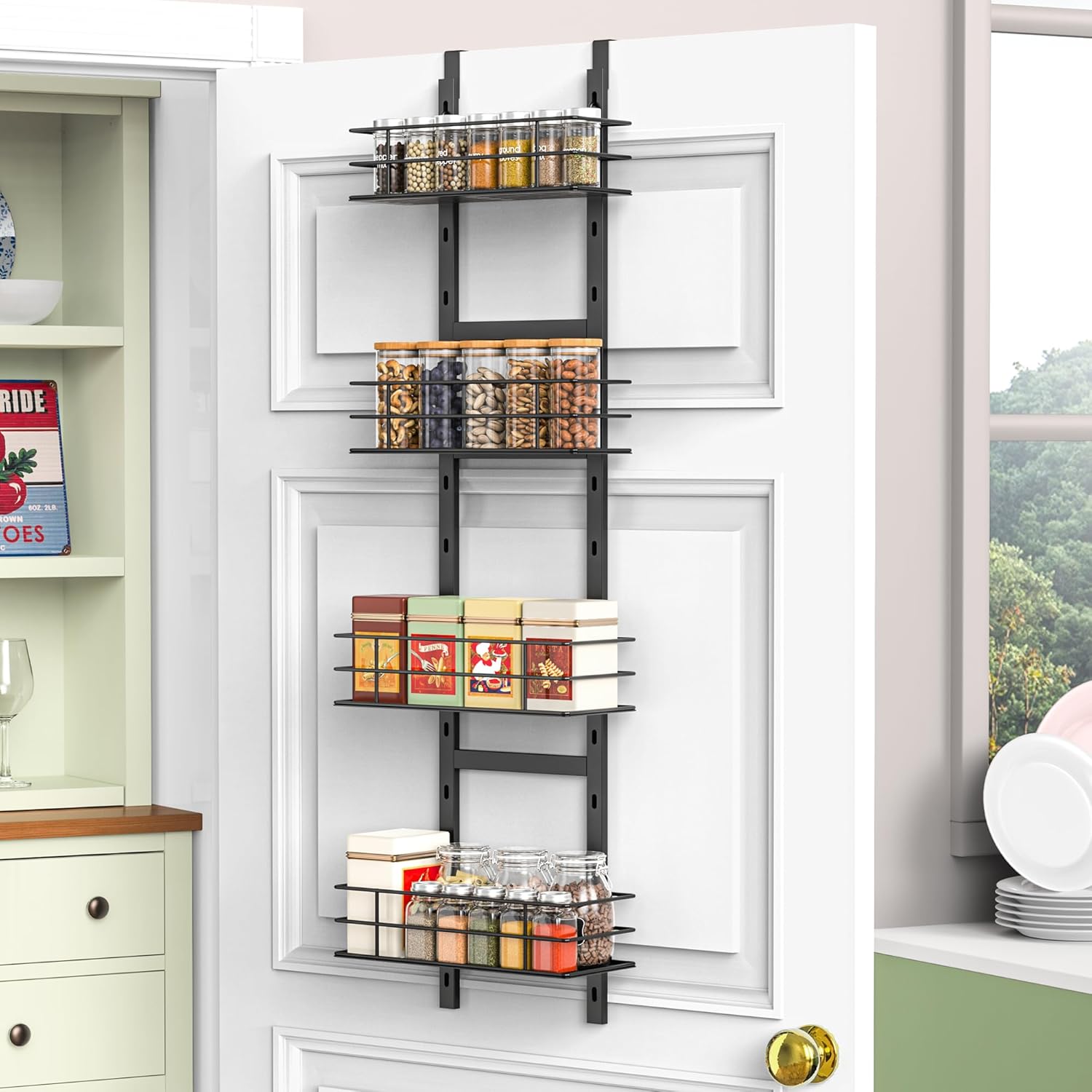 Amazon.com: HuggieGems Adjustable Over the Door Pantry Storage ...