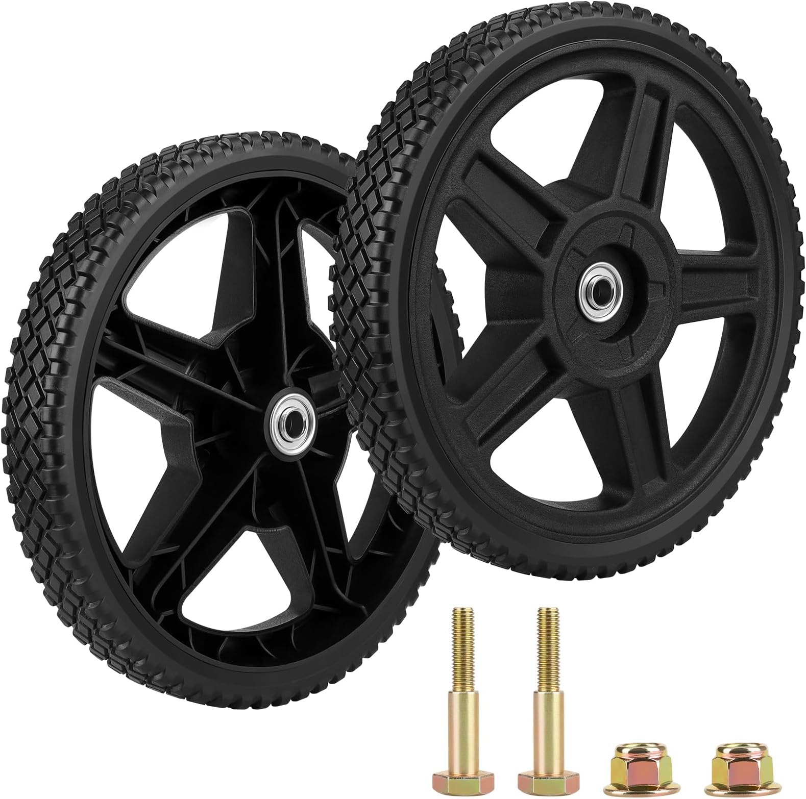 Amazon.com: Midcos 12'' Lawn Mower Wheels, Push Mower Plastic Wheels ...