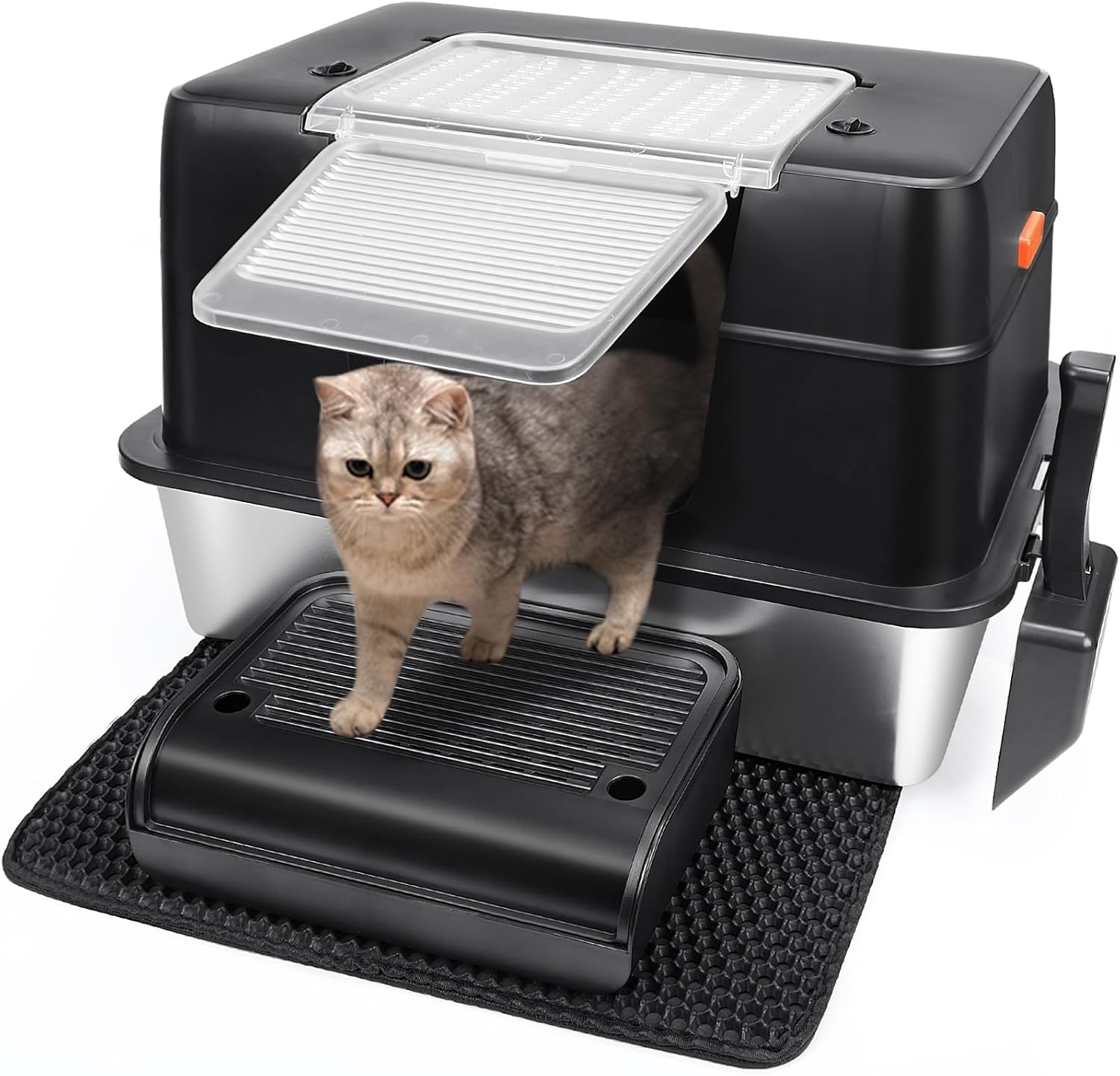 Vivifying Premium Stainless Steel Litter Box with Lid, High-Sided and ...