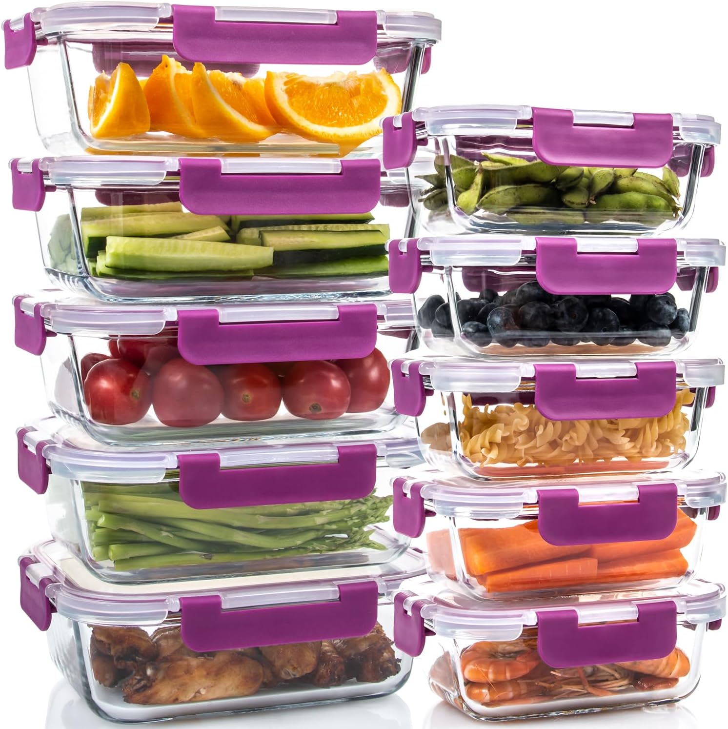 Amazon.com: UMEIED 10 Pack Glass Food Storage Containers with Lids ...
