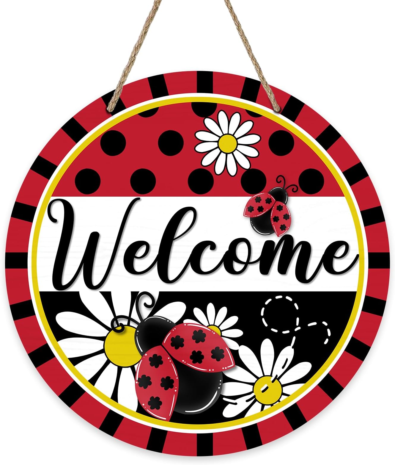 Amazon.com: Nichpedr Retro Round Sign Ladybug Home Sweet Home Wreath ...