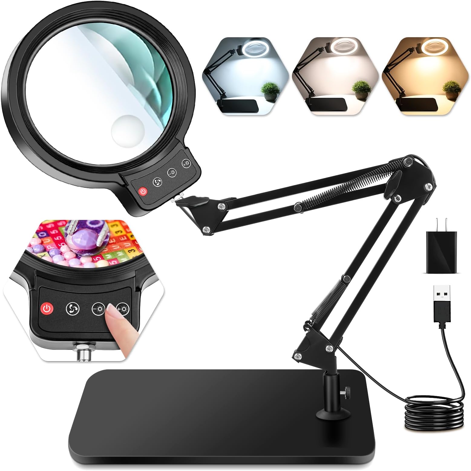 Amazon.com: 15X Magnifying Glass with Light – Real Glass Lens, 72 LEDs ...