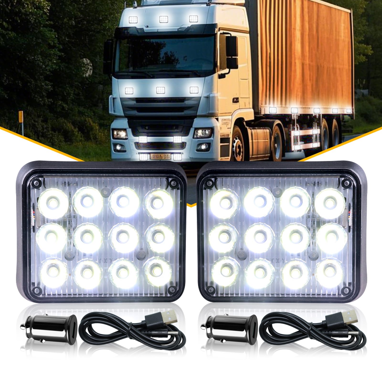 Amazon.com: Nrgedzam 2PCS Wireless Strobe Lights for Trucks, LED White Daytime Running Lights ...