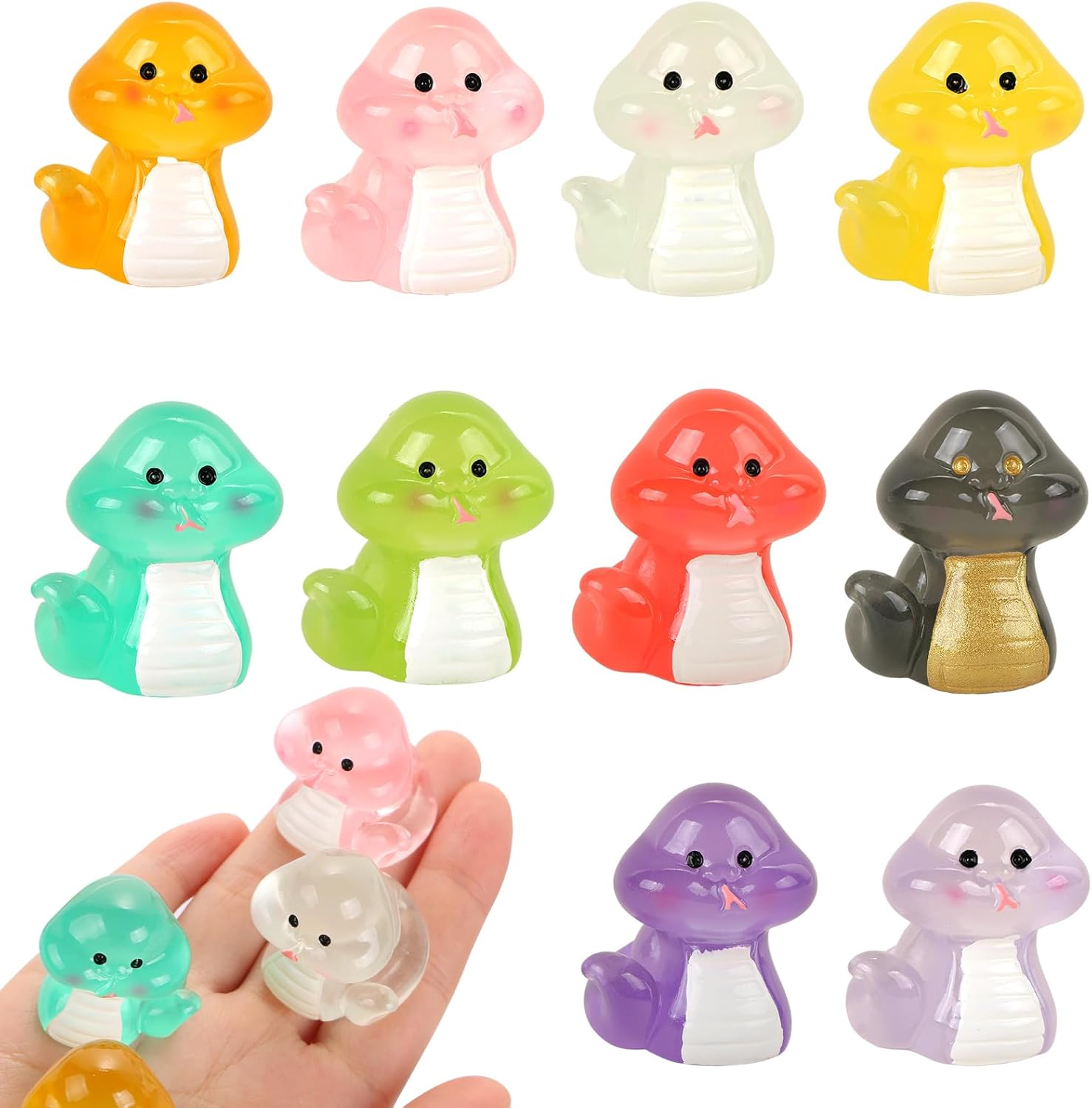 Amazon.com: HOMICO Luminous Mini Snakes 10 Colors Mini Resin Animals ...