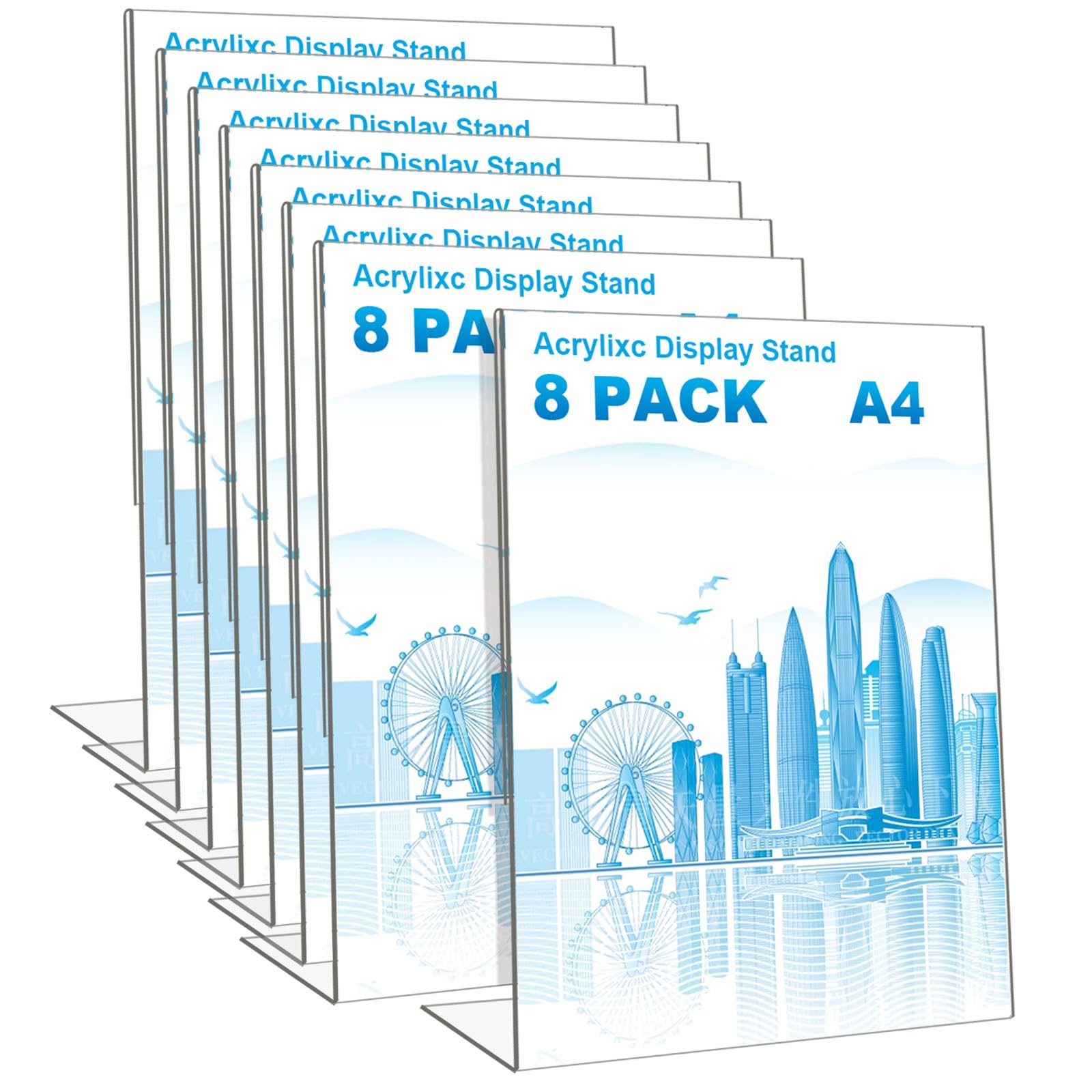 AKOLAFE 8 Pack A4 Acrylic Sign Holder A4 Plastic Display Stand Perspex ...
