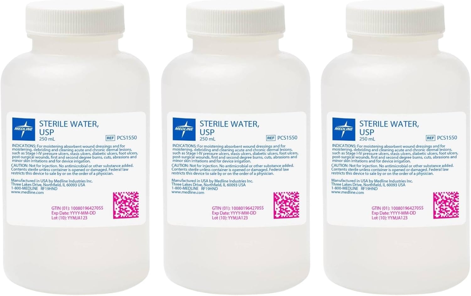 Amazon.com: Sterile Water 250 ml (3 Pack), Still Water, Sterile Water ...