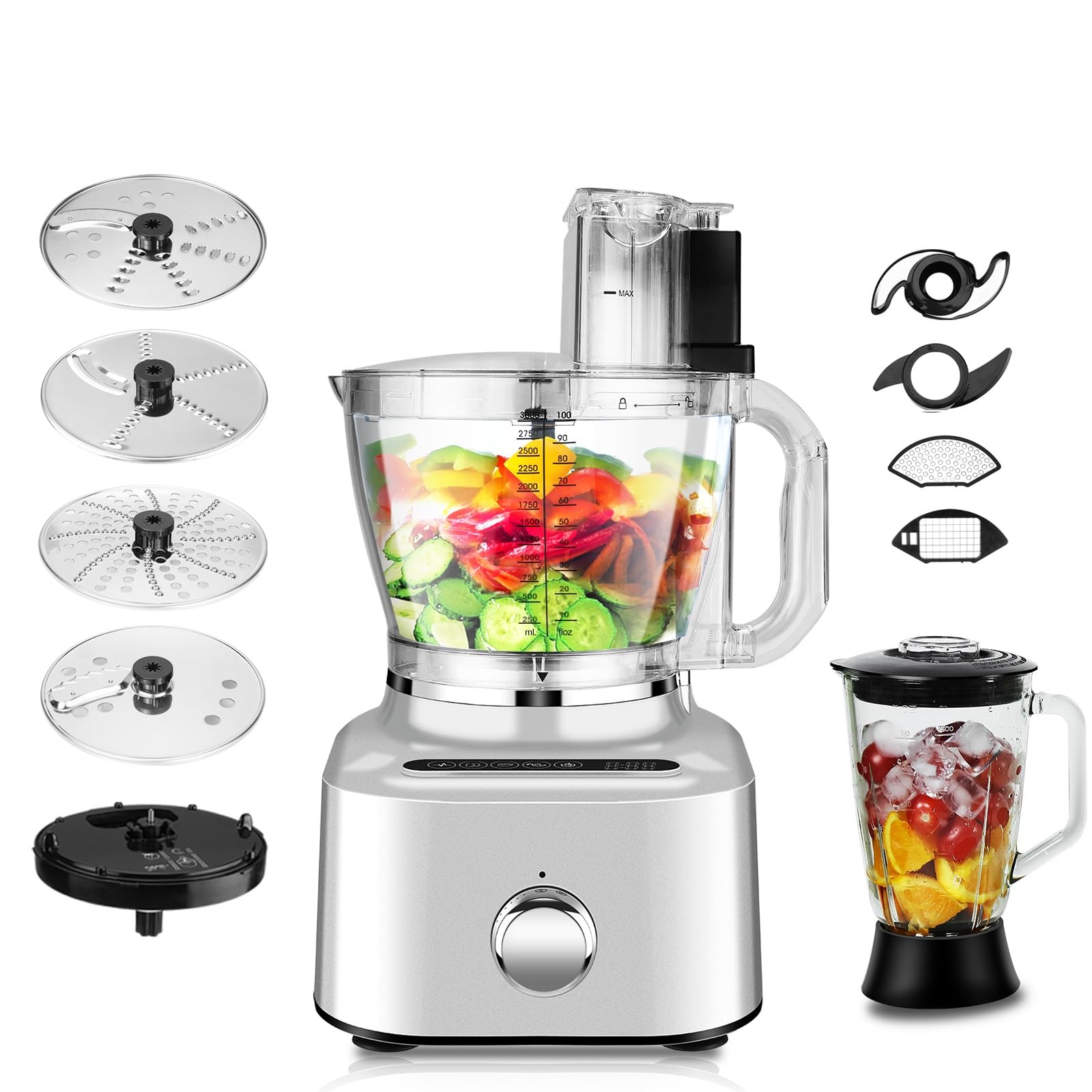 Amazon.com: Homtone 16 Cup Food Processor, Aluminum-Diecast Blender and ...