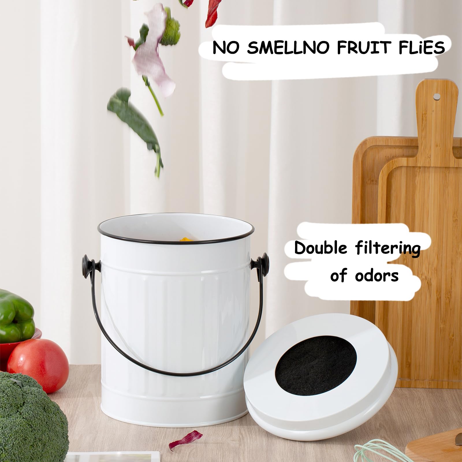 IVWOXO Compost Bin Kitchen - 1.3 Gallon Kitchen Compost Bin Countertop ...