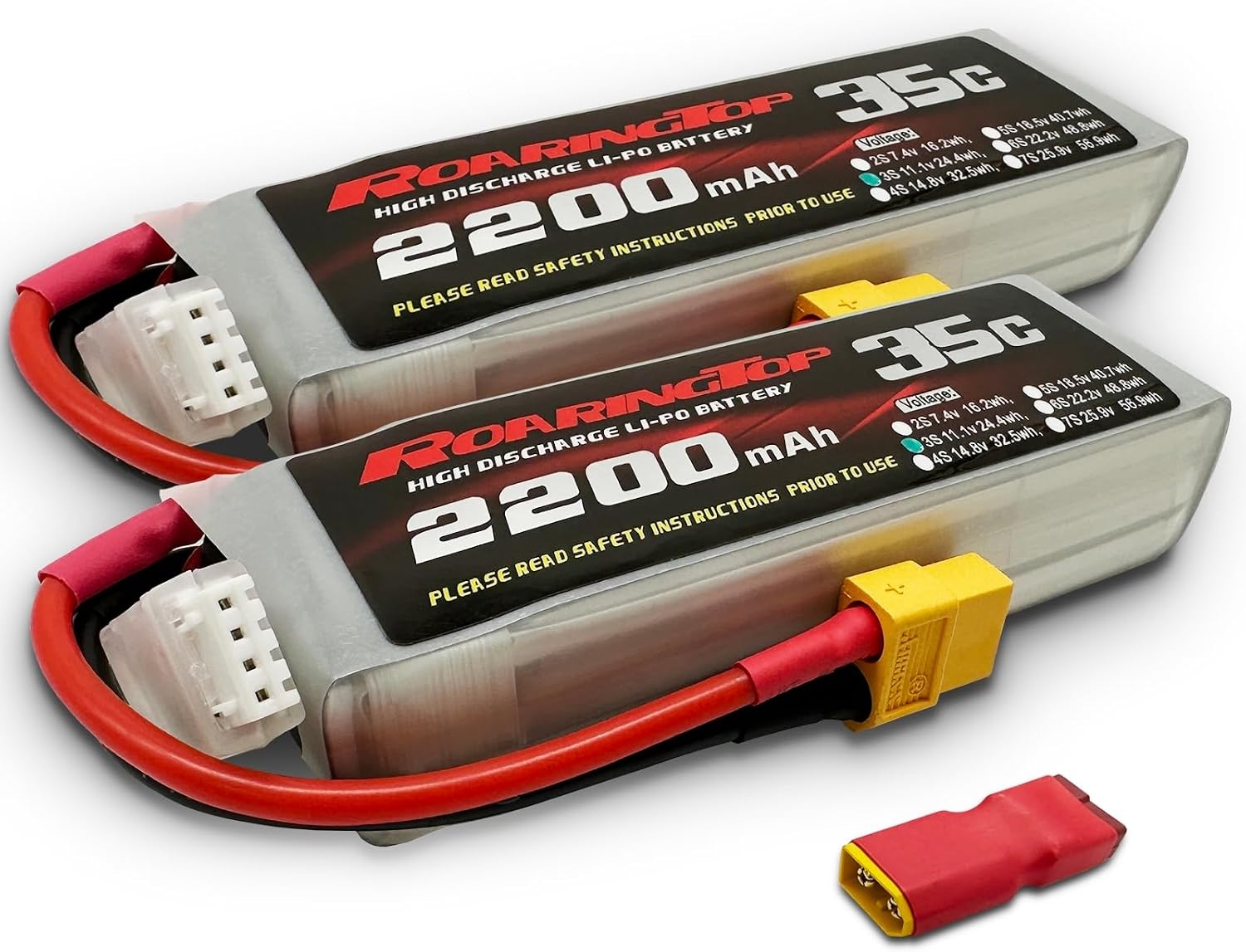RoaringTop Lipo Battery 3S 2200mAh 11.1V 35C (Continuous Discharge ...