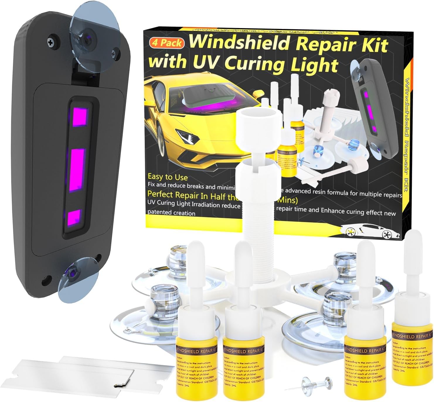 Windshield Repair Kit, Car Windshield Crack & Chip Repair Kit with Fast ...