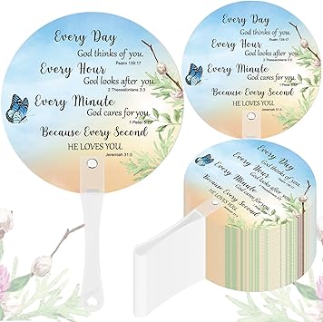 Amazon.com: Burbell 50 Pcs Christian Church Plastic Fans Bulk Religious ...