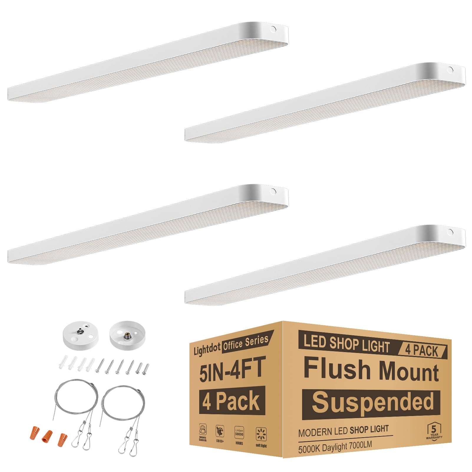 Lightdot 4ft LED Shop Light White, 5" Linkable Wrap-Around Lights with ...