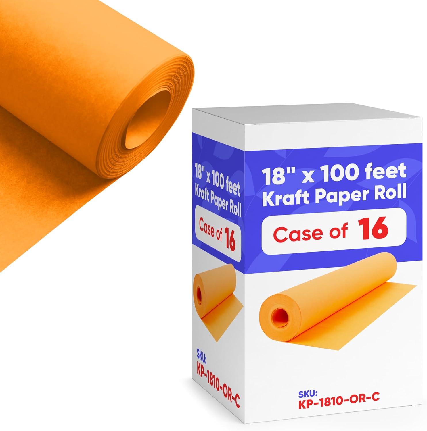 Amazon.com: Paclord 18" x 1200" (100 ft) Orange Kraft Paper (Case of 16 ...