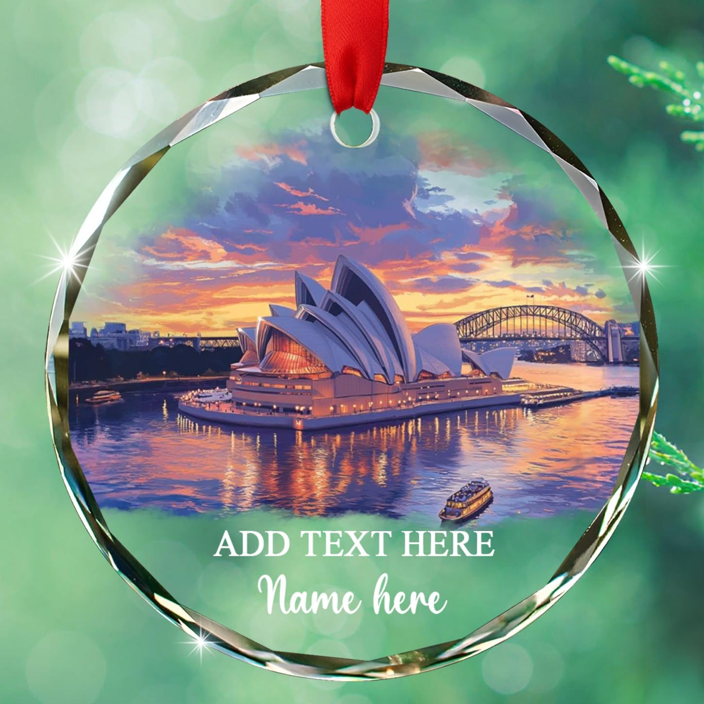 Sydney Opera House Glass Christmas Ornament 2025, Personalized Text ...