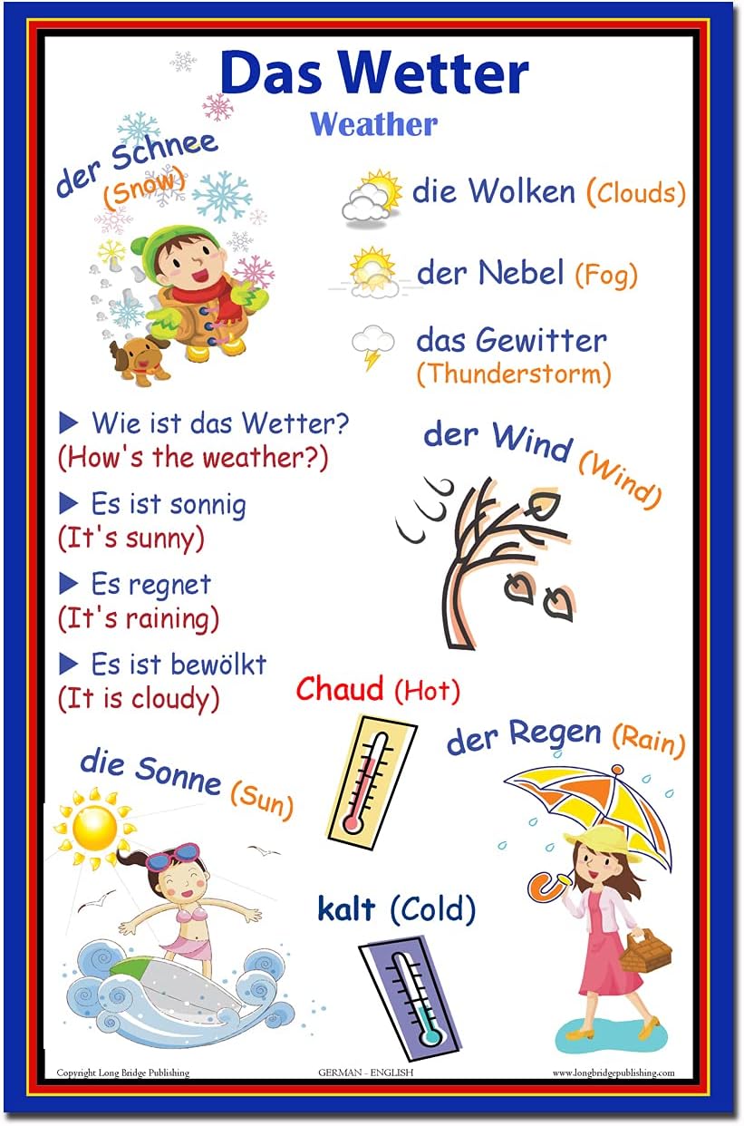 Amazon.com: Long Bridge Publishing Bilingual School Poster Weather ...