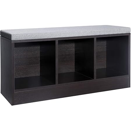 Amazon.com: VASAGLE Padded Shoe Bench with Cushion, 3-Cube Wooden ...