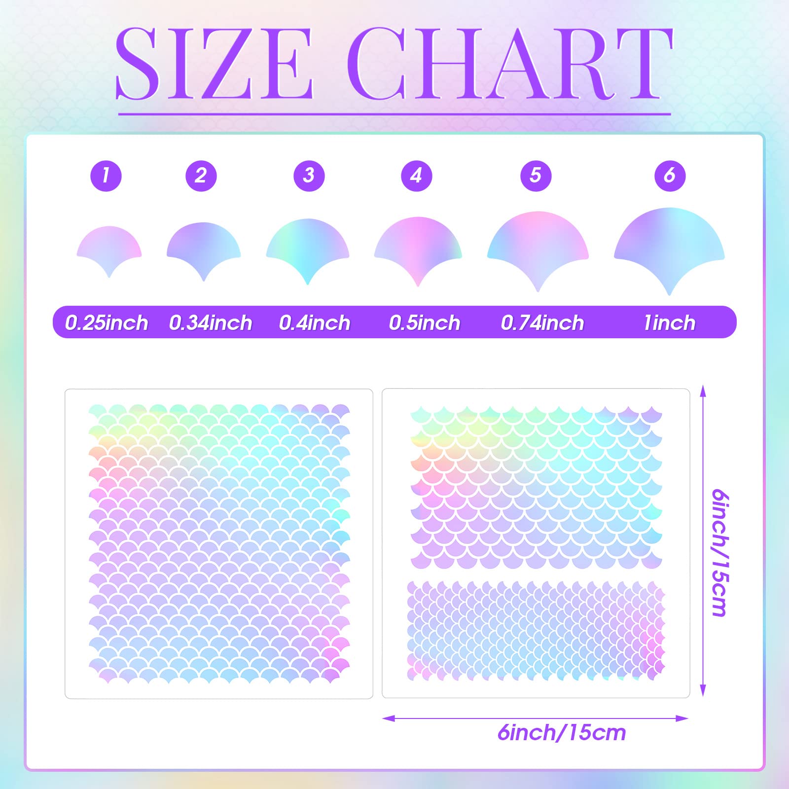 Snapklik.com : 5 Pieces Mermaid Scale Stencil, Reusable Makeup Fish ...