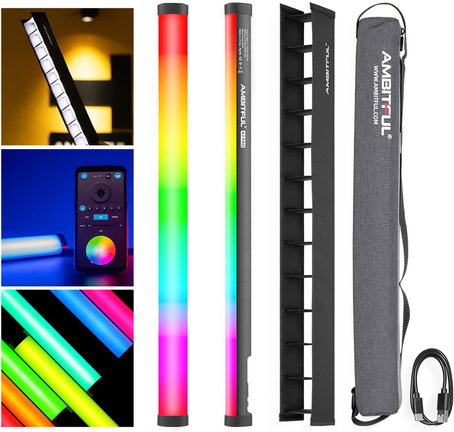 AMBITFUL A2 PRO A2PRO Full-Color RGB Tube Light, CRI 95 TLCI 97 ...